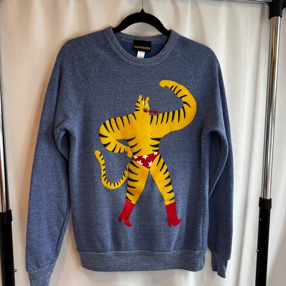 Nooworks | Sweaters | Nooworks Blue And Yellow Crewneck Sweater With ...